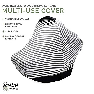 Parker Baby 4 in 1 Car Seat Cover for Girls and Boys - Stretchy Carseat Canopy, Nursing Cover, Grocery Cart Cover, High Chair Cover - "Desert"