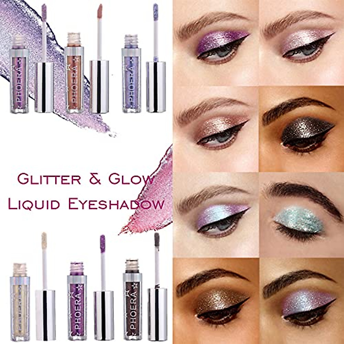 Erinde Liquid Glitter Eyeshadow - Shimmer Sparkle Eye Shadow, Long Lasting, Waterproof, Shining Eyeshadow, Metallic Glow Shiny Eye Shadow Pen, Create Sparkling Eye Makeup (106#Rose Gold)