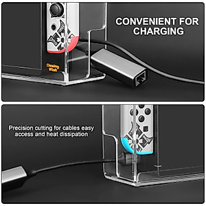 Desing Wish Switch Wall Mount Holder Compatible with Nintendo Switch/OLED Dock, Switch Dock Cover Clear Protective Box Dust Cover Display Box Acrylic Wall Mount Stand for Nintendo Switch Dock