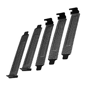 uxcell 5 Pieces PCI Slot Cover Black Hard Steel Dust Filter Blanking Plate with Screws, Vented PCI Slot Cover for Computer Cases