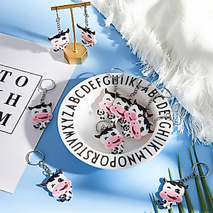 MTLEE Cow Party Favors Cute Rubber Cow Keychain Farm Laughing Cow Animal Cow Baby Keychains for Boys Girls Teens School Carnival Rewards Baby Shower Birthday Party Favors(40 Pieces)