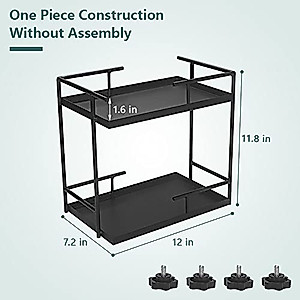 Butizone 2 Tier Bathroom Countertop Organizer, Counter Standing Rack, Kitchen Spice Rack, Vanity Cosmetic Holder, Under Sink Organizer for Bathroom, Kitchen, Living Room, Dressing Table, Office