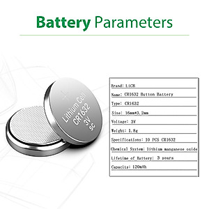 LiCB 10 Pack CR1632 3V Lithium Battery CR 1632