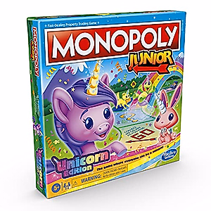Hasbro Gaming Monopoly Junior: Unicorn Edition Board Game for 2-4 Players, Magical-Themed Indoor Game for Kids Ages 5 and Up (Amazon Exclusive)