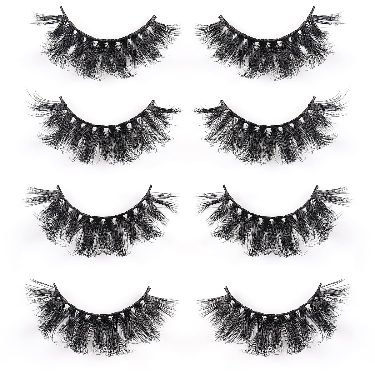 BEFACL Fluffy False Eyelashes 18mm 20mm Fluffy Mink Lashes 6D Mink Eyelashes Natural Look Mink Lashes Faux Mink Strip 3D Lashes Pack 4 Pairs (BF02)