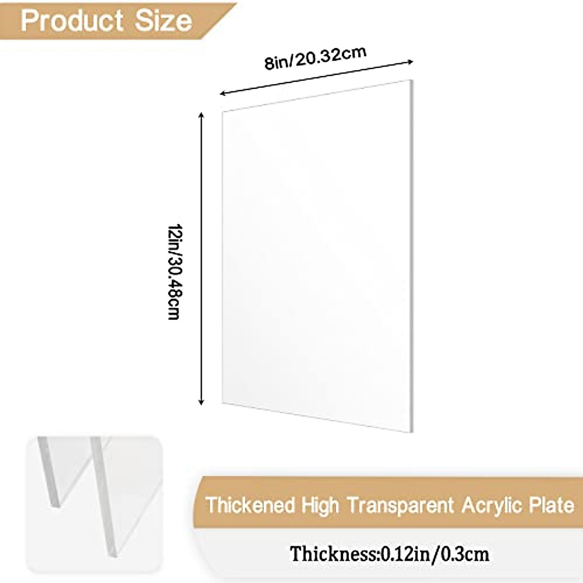 ADTDA 2 Pieces 1/8" Thick (3mm) Acrylic Sheets,Clear Cast Plexiglass 8” x 12” with Protective Paper for Signs DIY Display Projects,Craft,Photo Frames
