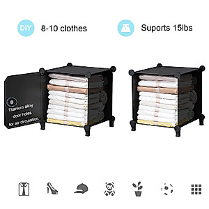 ANWBROAD Cube Storage Organizer, 16-Cube Modular DIY Book Shelf with Doors, Closet Clothes Organizer, Plastic Storage Cubbies Cabinet for Living Room Bedroom Office Black ULCS16BM