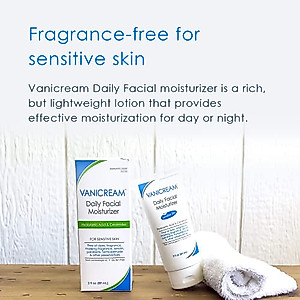 Vanicream Daily Facial Moisturizer With Ceramides and Hyaluronic Acid - Formulated Without Common Irritants for Those with Sensitive Skin, 3 fl oz (Pack of 1)