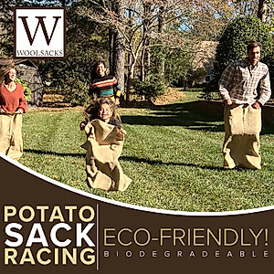 Woolsacks Potato Sack Race Bags for Adults | Large 24" x 40" Burlap Sacks for Sack Races | Great for Birthday Parties, Outdoor Events, Gardening, & More (Pack of 5)