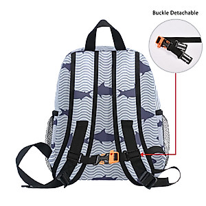 GEDAKO Kids Backpack School Bookbag Rucksuck Color for Toddler Elementary Boy Girls Students Age 3-7 (Stripes Waves Sharks)…