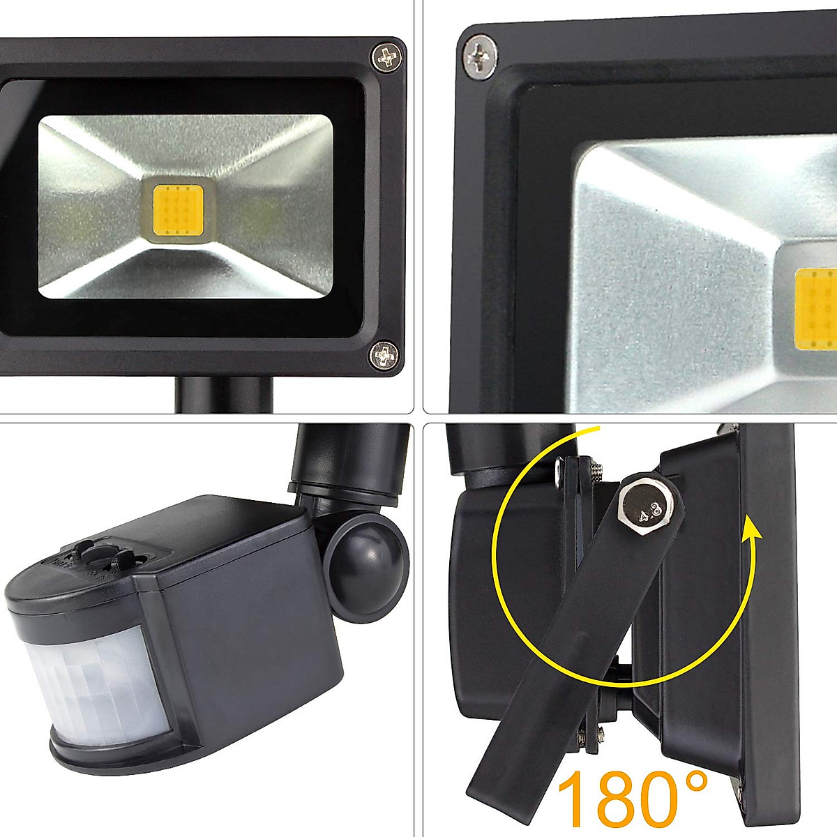 ASIGN 10W Motion Sensor LED Flood Light, 3000K Warm White, 1100lm(MAX), IP65 Waterproof Security Spotlight with PIR for Driveway, Frontdoor, Stair, etc.