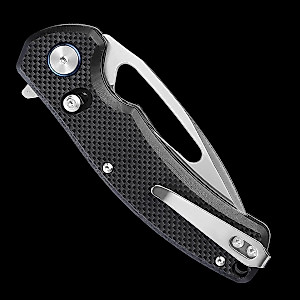 WIN+ Pocket Knife, Folding Knife with Button Lock and Axis Lock, Tactical Knife with Ball Bearing and Thumb Hole for Men and Women, Good for Camping and Outdoor 3444 (Black-G10)