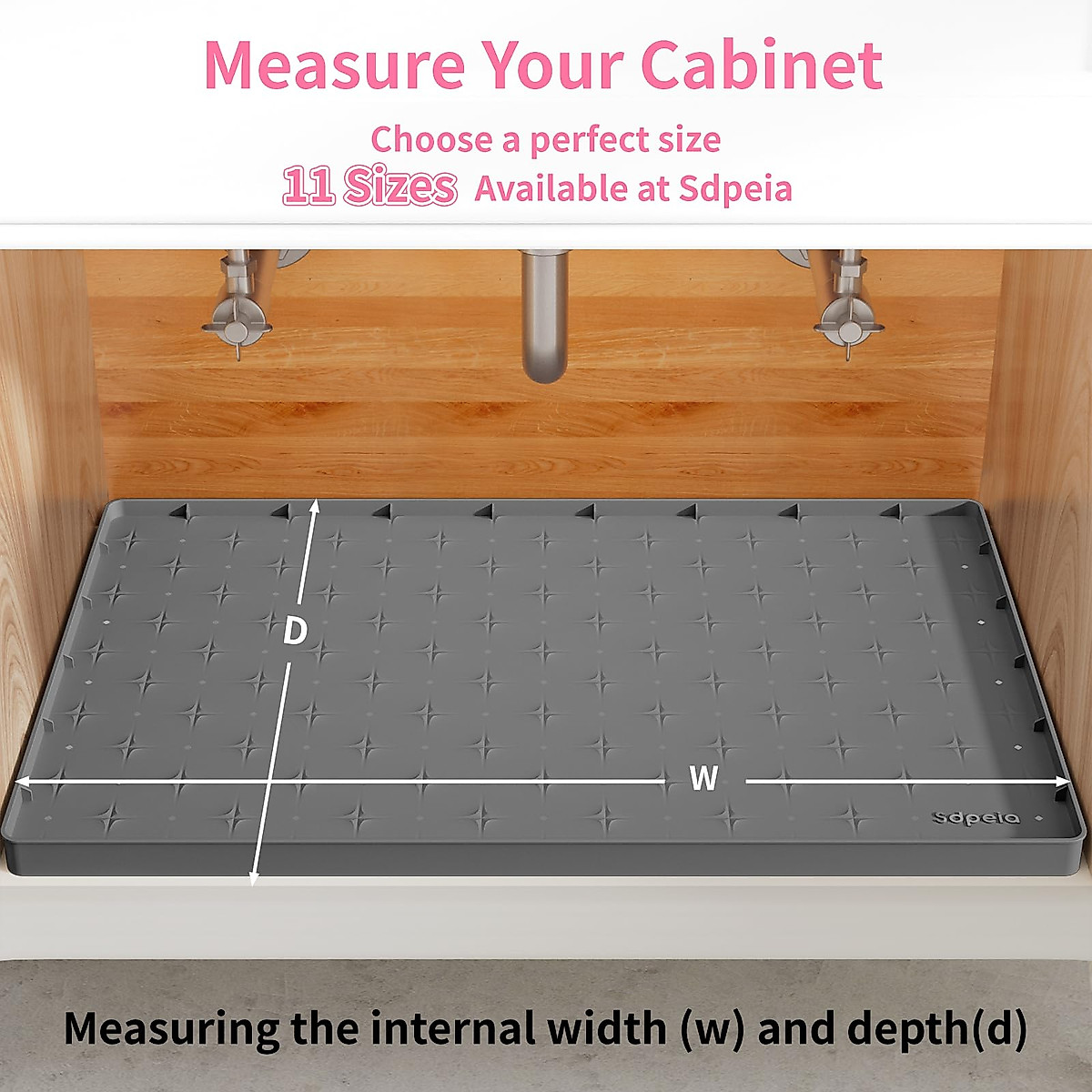 Sdpeia Under Sink Mat for [22" x 22"] Cabinet, Upgraded Silicone Waterproof Mat Kitchen Cabinet Liner Cabinet Protector Kitchen Organizers and Storage