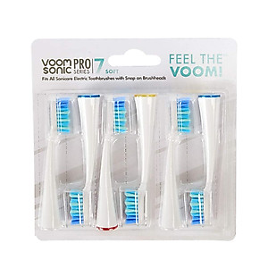 Voom Sonic Pro 7 Series Replacement Brush Heads Advanced Bristle Technology Soft Dupont Nylon Bristles Oral Care - White - 6 Count (Pack of 1)