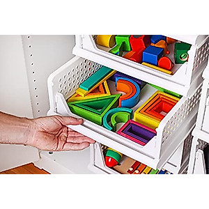 Bee Neat Plastic Stackable Storage Drawers and Closet Storage Bins for Clothes, Food, Snacks, Vegetables and Toys - Plastic Closet Organizer & Drawers for Storage Organizer - 2 Pack Large - White