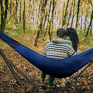 Tranquillo Adjustable Hammock Stand, Collapsible Camping Hammock and Stand, 550 lbs Capacity Steel Double Hammock Stand for 2 Persons, Premium Pre-Assembled Stand for Indoor Outdoor, Anti-flip, Aegean