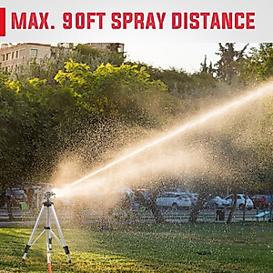 YAMATIC Impact Sprinkler on Adjustable Tripod Base, 360 Degree Large Area, Heavy Duty Adjustable Pulsator Sprinkler for Lawn, Yard and Grass Irrigation, Spray up to 20-90ft(Zinc Head)