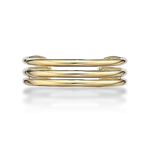 Lavari Jewelers Triple Row Adjustable Band Open Toe Ring for Women I 10k Yellow Gold Toe Ring for Her I One Size Fits Most Toes I 5.7 mm Wide Body Jewelry