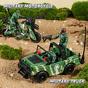 JOYIN 10-in-1 Military Helicopter Toys Set with Light, Sound, Trucks, Boat, Bike, Army Men, Weapons - Kids Gifts