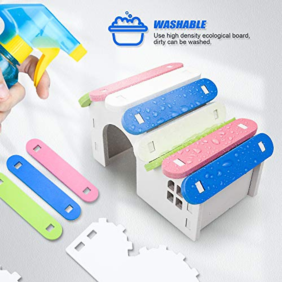 Bac-kitchen 5 Pcs Hamster Wooden Seesaw Tunnel Toy, Hamster Hide Playground Tubes and Tunnels Gym Exercise Fun Toy, Hamster Cage Accessories for Chinchilla Dwarf Hamster Gerbil Guinea Pig(H01)