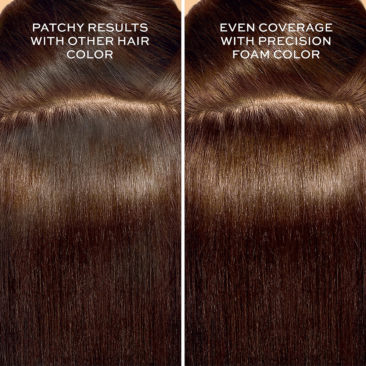 John Frieda Precision Foam Colour, Medium Chestnut Brown 5NBG, Full-coverage Hair Color Kit, Anti-Fade Gray Coverage, Deep Color Saturation Hair Dye, 1 Application