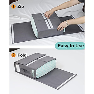 3 Pack Bed Sheet Organizers and Storage,Fabric Foldable Sheet Organizer, Zipper Bedding Sheet Storage Box, Linen Closet Organizer for Bedsheet Set,Clothing,Duvet Covers,Pillowcases(Queen/King Size)