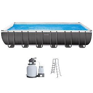 Intex Ultra XTR Frame 24' x 12' x 52" Above Ground Swimming Pool Set with Sand Filter Pump, Pool Cover, Ladder, and Protective Sun Canopy Attachment