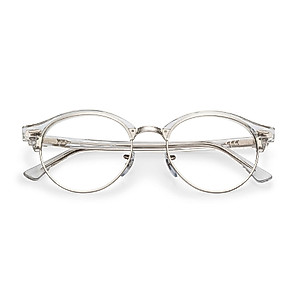 Ray-Ban RX4246V Clubround Round Prescription Eyeglass Frames, White Transparent/Demo Lens, 49 mm