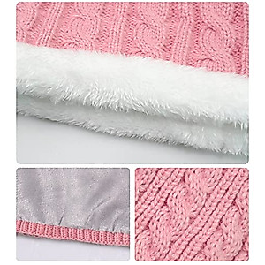 KMOLY Kids Winter Hat Set for Boys Girls Age 2-7,Toddler Beanie Neck Warmer Touchscreen Gloves Baby Knit Ski Cap Set (Pink)