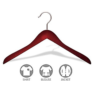 Cherry Finish Wood Top Hanger with Concave Body and Matte Nickle Hardware in 17" Length X 5/8" Thick, Box of 24