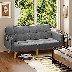 Gizoon Small Couch, Futon Sofa Bed, Sleeper Sofa, Loveseat, Sectional Couches for Living Room, Bedroom, Dorm, Apart, Mid Century Modern, Adjustable Backrest, 70.9"