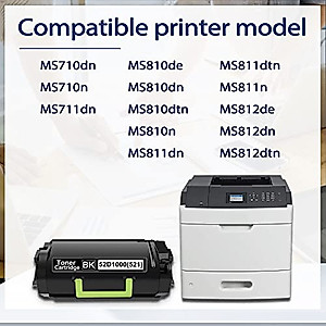 52D1000 521 Toner Cartridge：DRA Compatible Replacement for Lexmark MS710 MS811dtn MS811dn MS810n MS810dn MS710n MS711dn MS810dtn MS710dn MS810de MS811n Printer (2 Pack, Ink Cartridge), Black