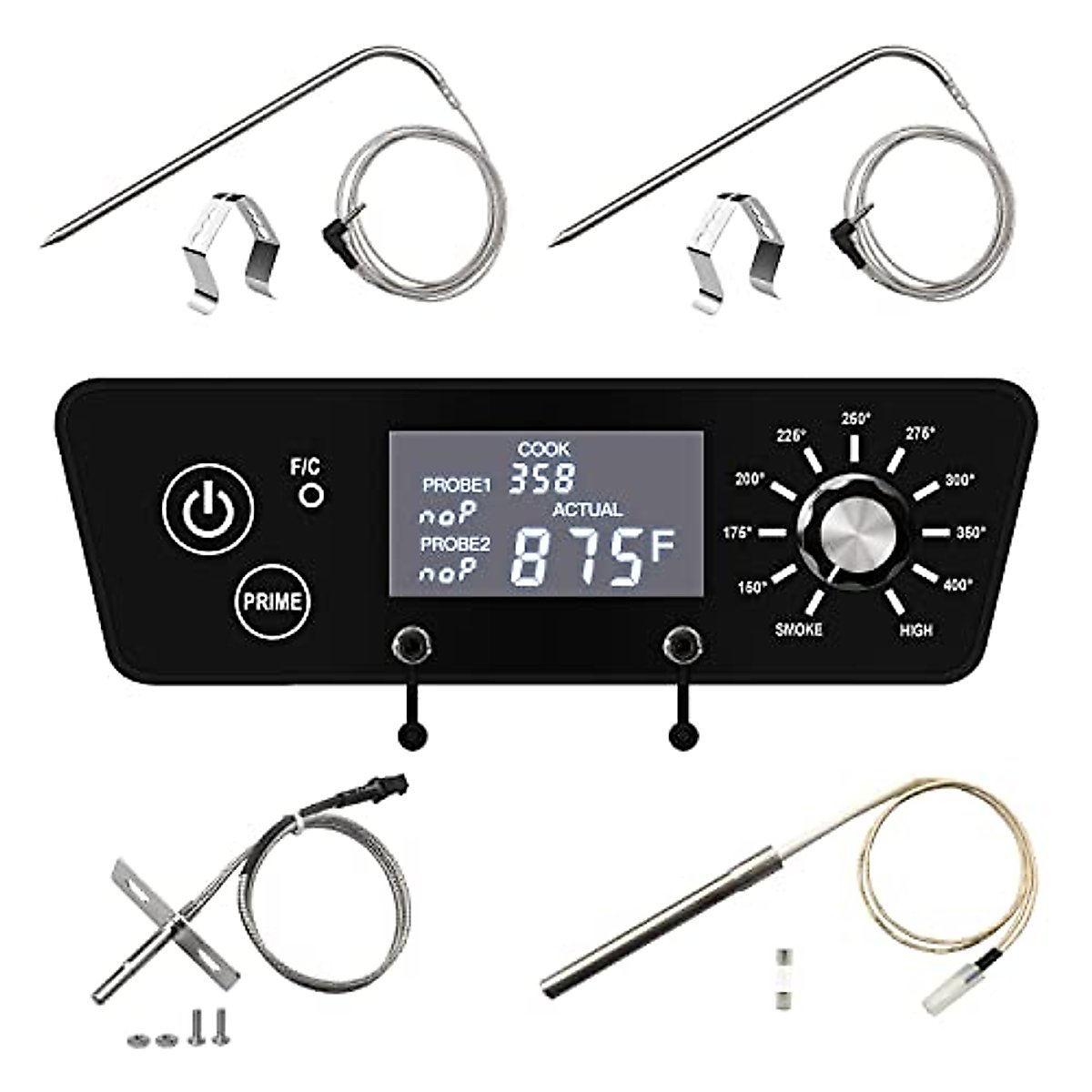 Replacement Parts Digital Thermostat Control Board Kit for Pit Boss Pro Series 4 Vertical Smoker Grill Compatible with Pit Boss P7-4.5 PBV4PS1 with RTD Temp Sensor,2pcs Meat Probe,Igniter Hot Rod