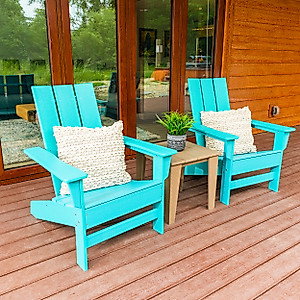 DuroGreen Aria Adirondack Chairs Made with All-Weather Tangentwood, Set of 2, Oversized, High End Patio Furniture for Porch, Lawn, Deck, Fire Pit, No Maintenance, Made in The USA, Black