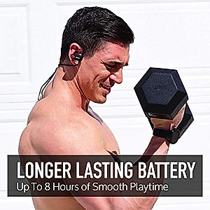 Senso Bluetooth Headphones, Best Wireless Sports Earphones w/Mic IPX7 Waterproof HD Stereo Sweatproof Earbuds for Gym Running Workout 8 Hour Battery Noise Cancelling Headsets (Black Red)