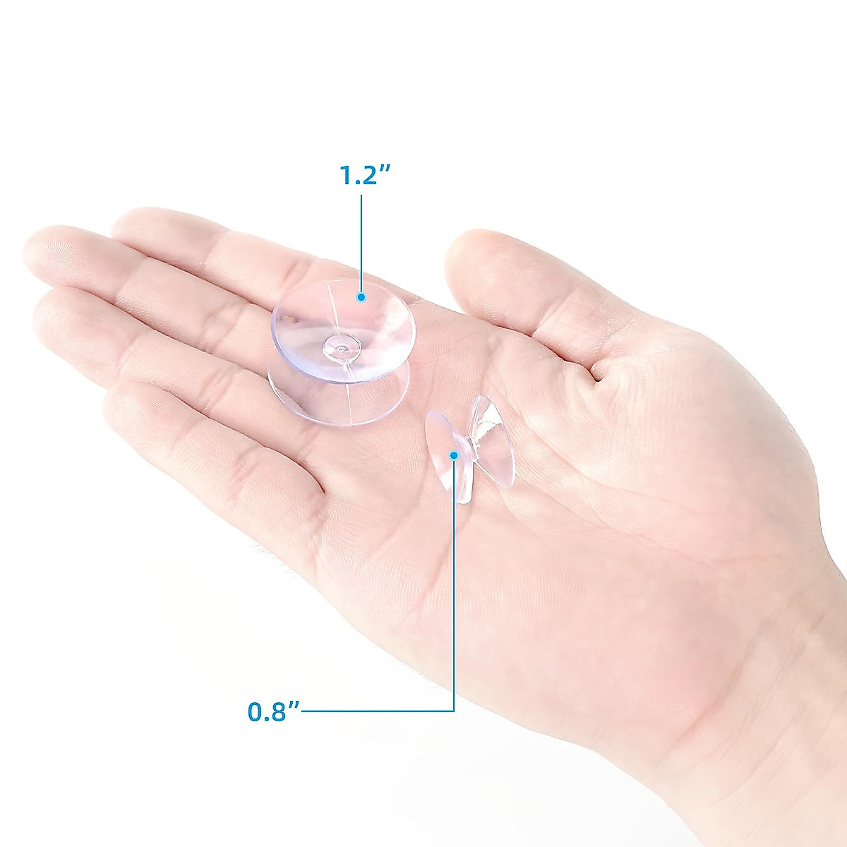 AQUANEAT 20 Pack 0.8/1.2 Inch Double Sided Suction Cups for Glass Table Top Home Organization (0.8 inch)