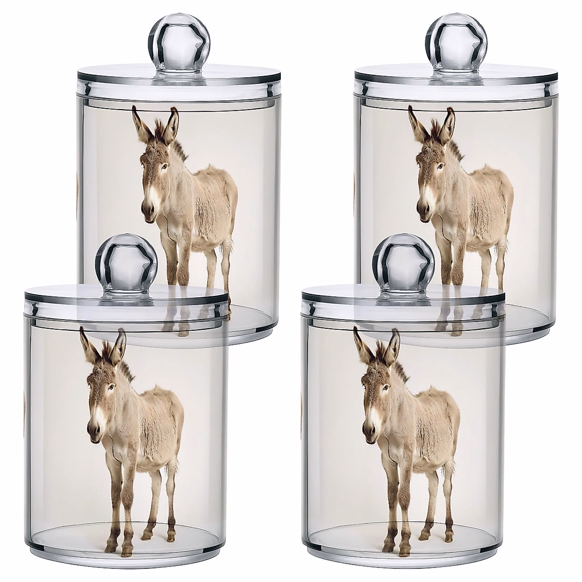 2 Pack Qtip Holder Dispenser with Lids, Funny Donkey Plastic Storage Containers,Bathroom Canisters Organizer for Cotton Ball, Cotton Swab, Cotton Round Pads, Floss 21218399