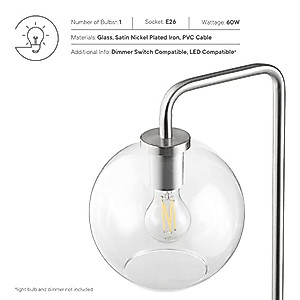 Modway Silo 1-Light Modern Glass/Metal Floor Lamp in Satin Nickel