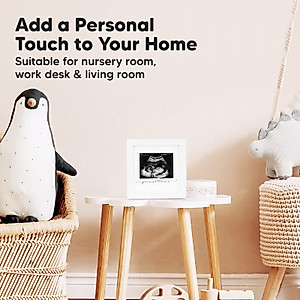 Baby Sonogram Picture Frame - Modern Ultrasound Frame for Mom to Be - Pregnancy Announcement Sonogram Photo Frames - Gender Reveal for Expecting Parents - First Time Dad Gifts (Alpine White)