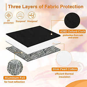 Air Conditioner Covers for Window Units - 3 Layers Insulation Outside AC Cover with Elastic Drawstring Metal Buckle Strap, Outdoor Winter Waterproof AC Canopy Sun Shade - 27.5 × 22.5 × 18.5 Inch