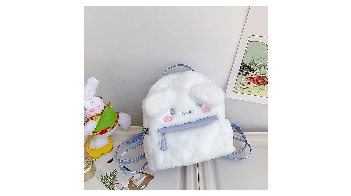 ACCENE Furry Plush Cinnamoroll Dog Backpack for Kids