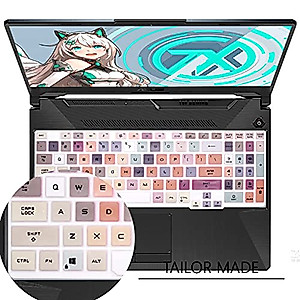 WYGCH Silicone Keyboard Cover Skin for ASUS Tianxuan 15.6 inch/Tianxuan Plus 17.3 inch for ASUS Flying Fortress 8 FA506 Gaming Laptop USA Version(Flame Colorful)