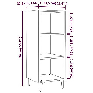GOLINPEILO Wooden Sideboard Storage Cabinet Black 13.6"x12.8"x35.4" Engineered Wood -AA