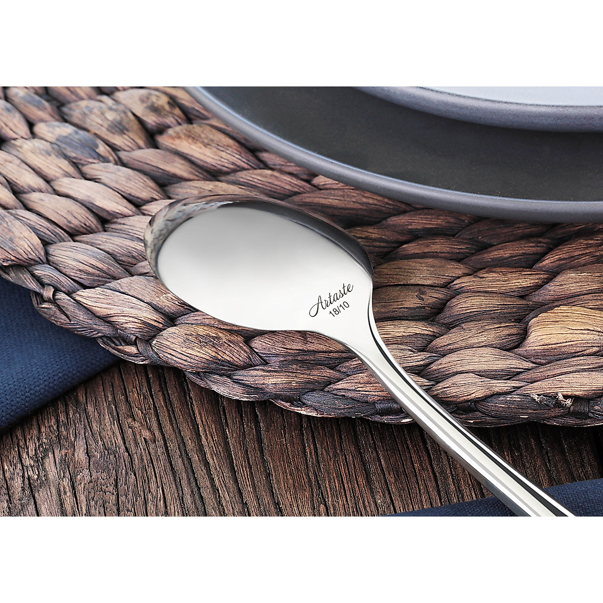 Artaste 56495 Rain II Forged 18/10 Stainless Steel Dinner Spoon, 8-Inch, Set of 12