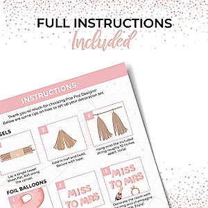 Bachelorette Party Decorations Set, Rose Gold Balloon Garland Kit, Bridal Shower Kit, Bridal Decorations Party, Bridal Shower Decor Kit, Bachelorette Party Pack (Miss to Mrs)