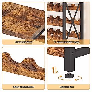 Homeiju 56-Bottle Freestanding Wine Rack, Wooden Wine Rack Storage Shelf, Stackable Wine Bottle Rack with Tabletop for Living Room,Kitchen or Wine Cellar