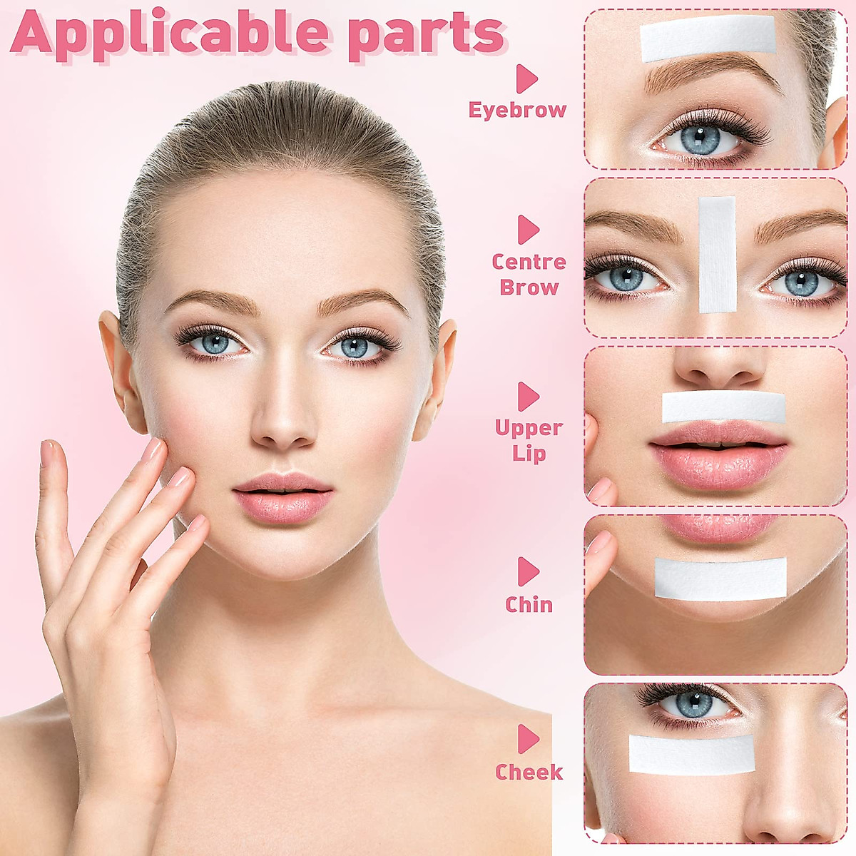 800 Pcs Eyebrows Wax Strips Non Woven Waxing Strips Hair Removal Wax Paper Facial and Body Epilating Strips for Girls Women Men