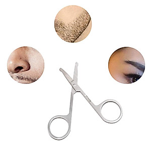 Luxxii 2 Pack - 3.5" Safety Nose Mustache Facial Hair Scissors for Trimming Eyebrows Eyelashes Nose Mustache Beard Facial and Ear Hair