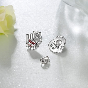 SVODEA Baseball Gloves Earrings for Women,925 Sterling Silver Baseball Stud Earrings,Sports Jewelry Gifts for Women