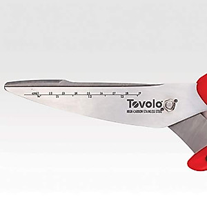Tovolo Shears with Comfort Grip Handles & Built-in Bottle Opener Heavy Duty Kitchen Scissors with Micro-Serrated Blade, Printed Measurement Guide, Dishwasher Safe & BPA-Free, One Size, Red